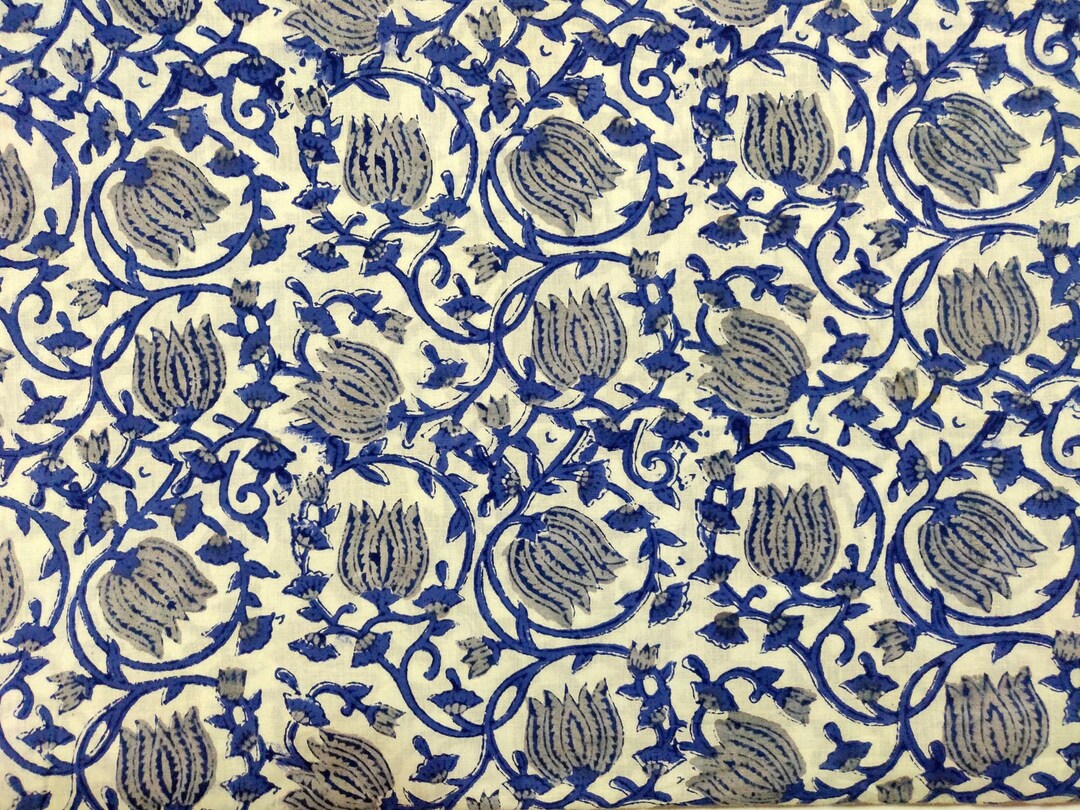 3 Yard Indian Cotton Fabric Dabu Printed Fabric Block Print Cotton ...