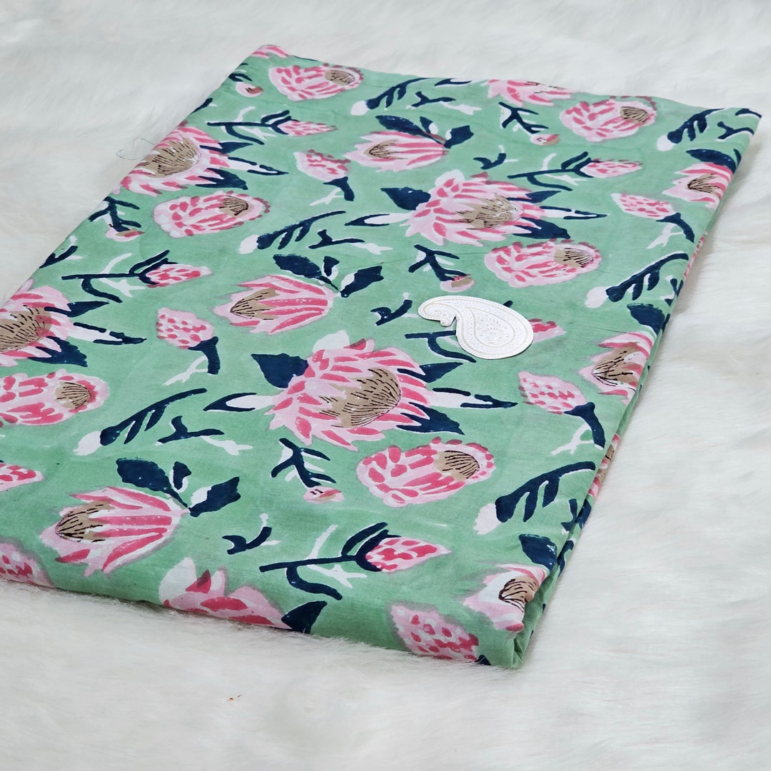 Soft Cotton Block Print 100% Pure Cotton Cloth, Fabric by the Yard ...