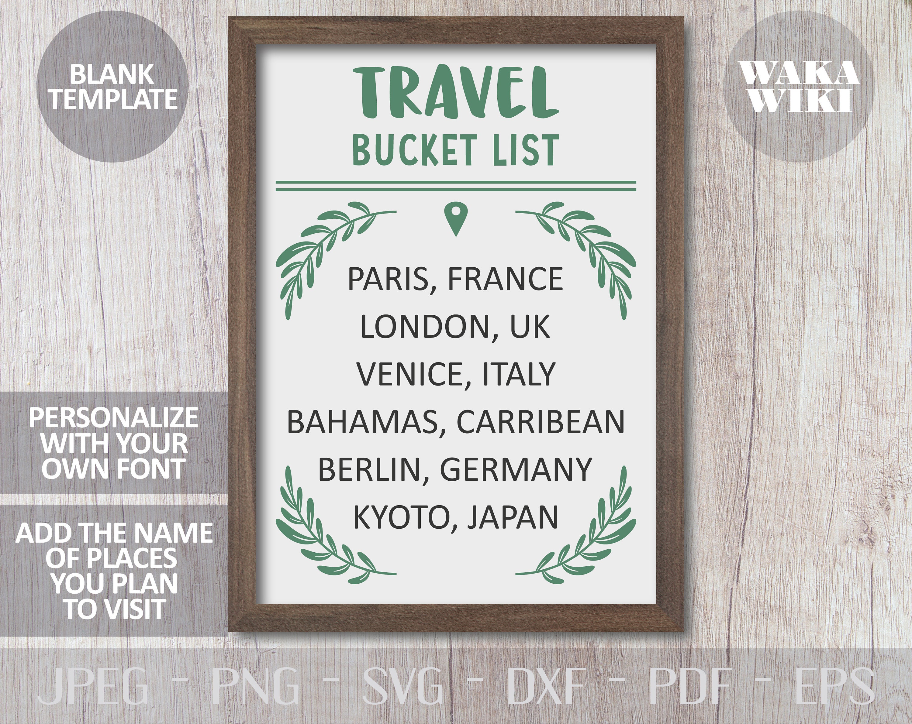 Travel Bucket List Blank Template Holiday Trip Destination Home ...