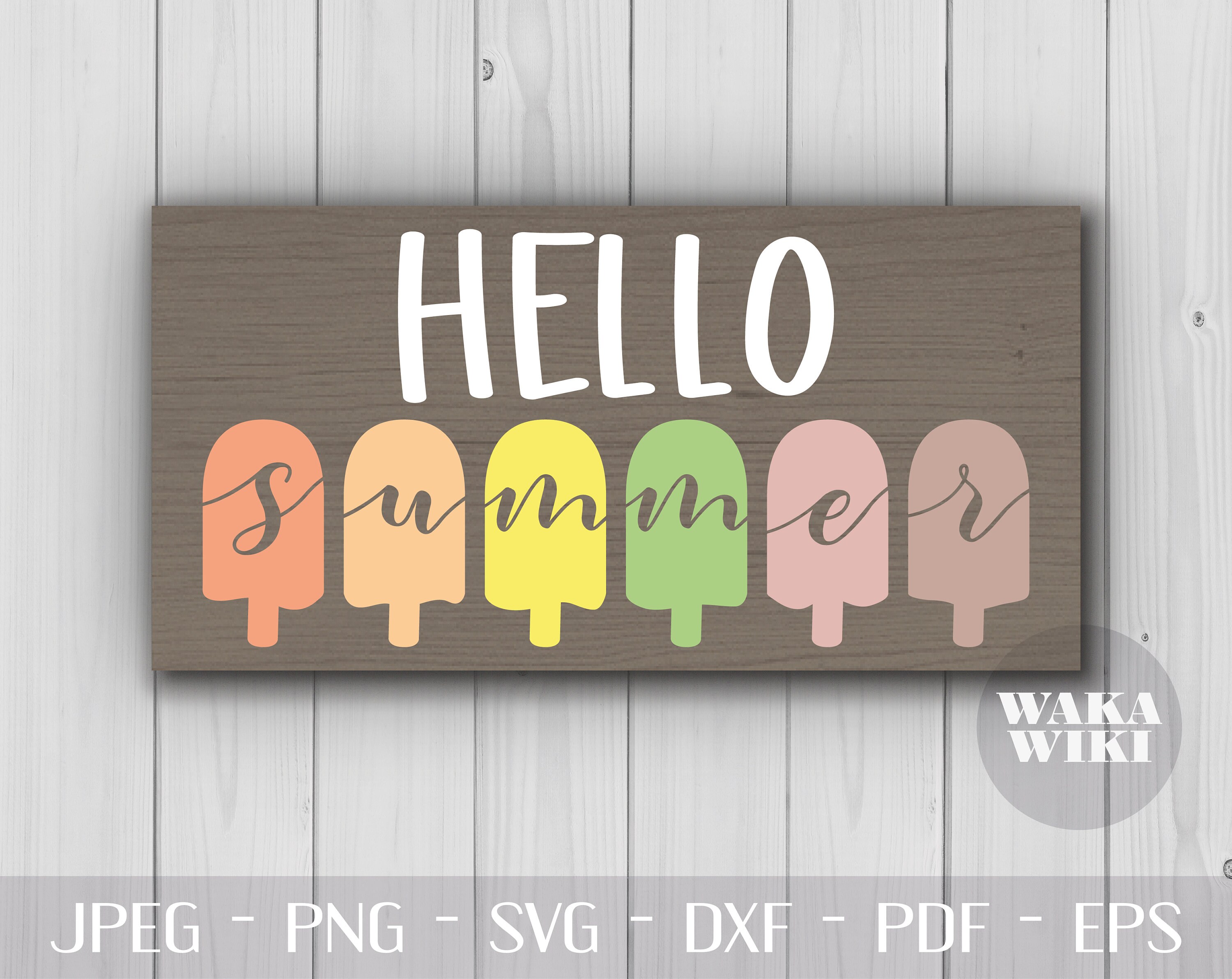 Hello Summer Popsicle Ice Cream Farmhouse Style Sign Art Home Decor ...
