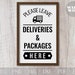 Please Leave Deliveries and Packages Here Drop off Sign Place Here Sign ...