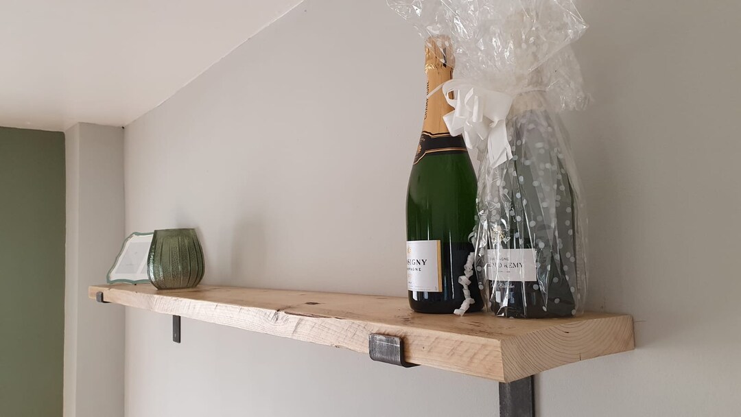 Rustic Wooden Shelves, Industrial Brackets, 200mm Depth, Custom Widths ...