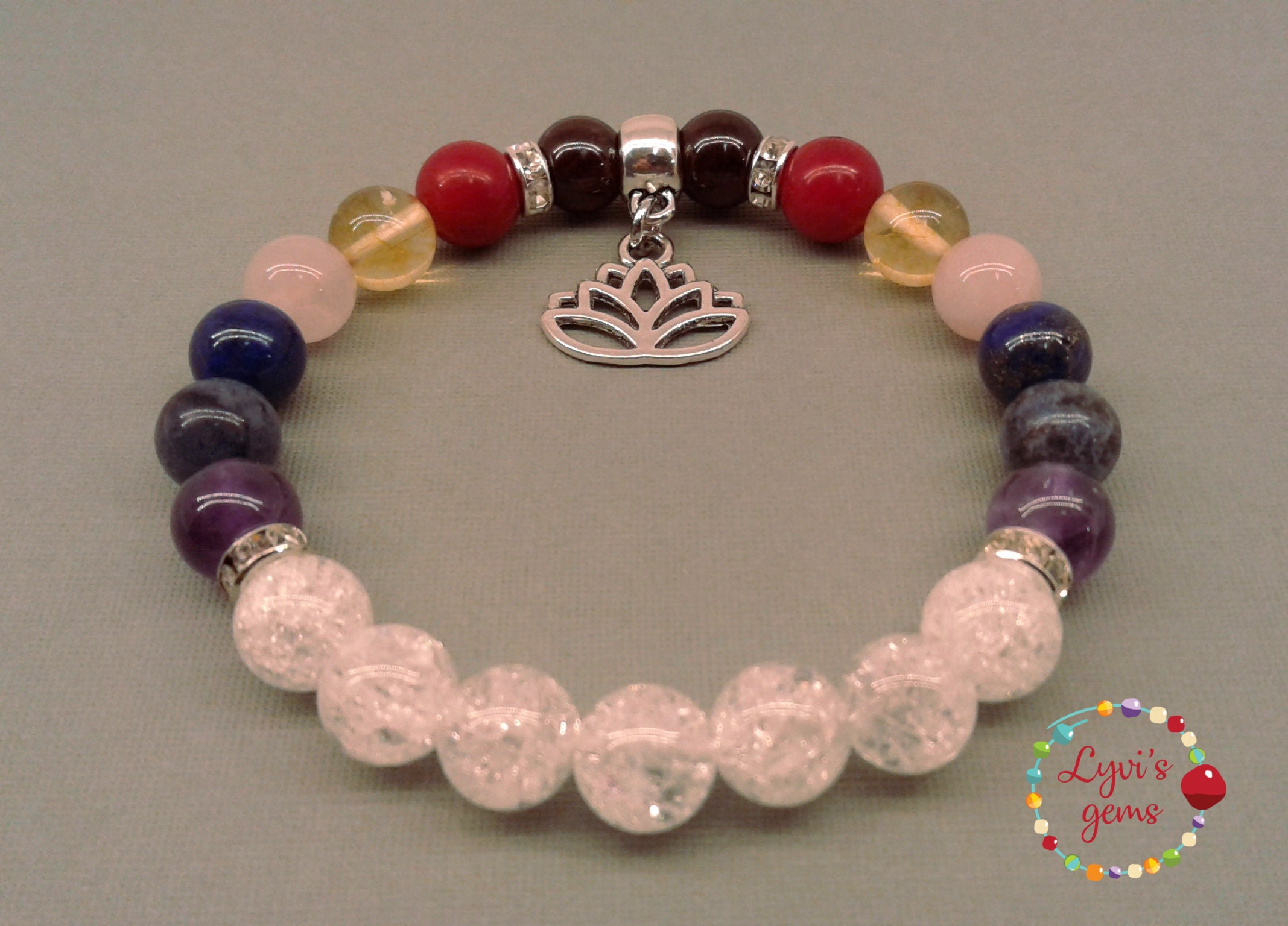 Aura-cleaner,7 Chakra-harmonizer Bracelet Cracked Clear Quartz,amethyst ...