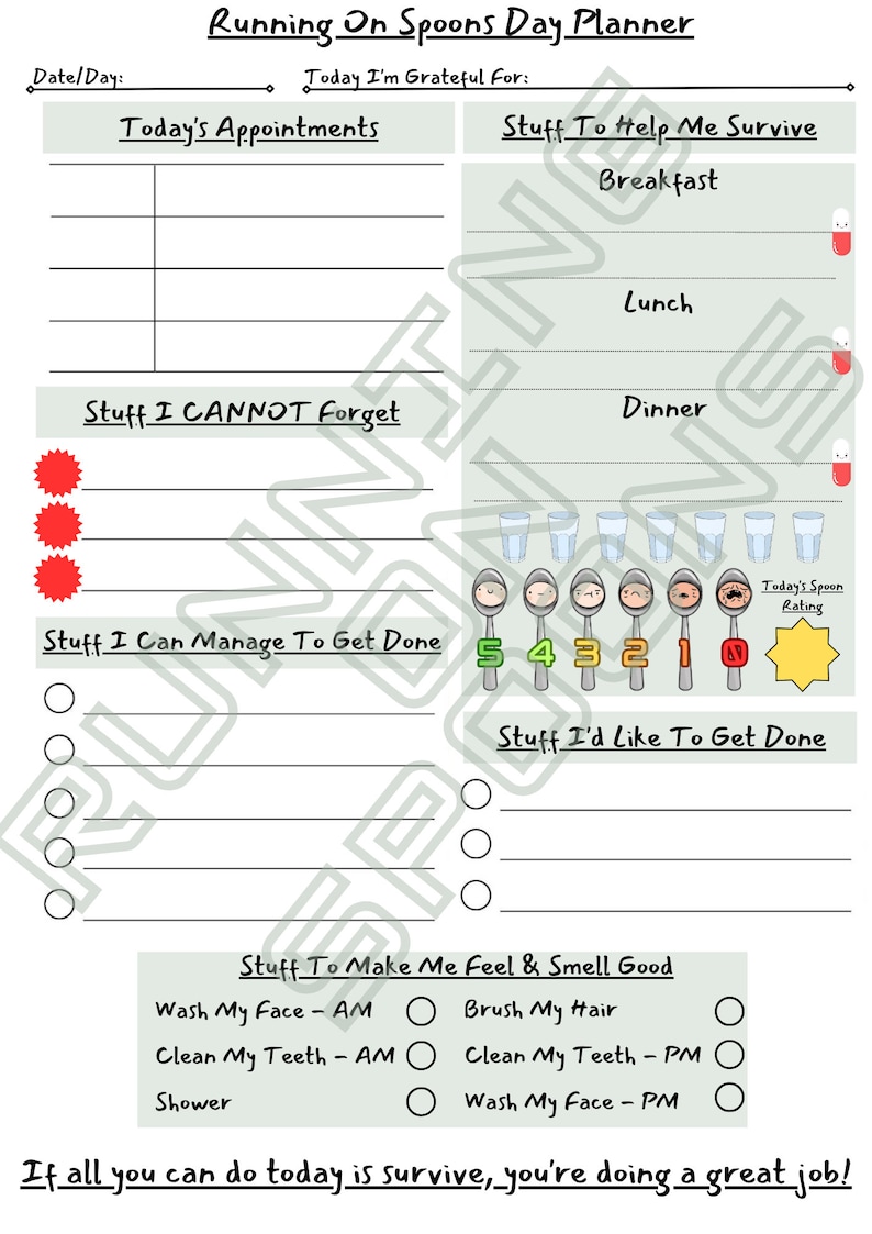 Spoonie Adhd/autism Daily Planner made by an ND Spoonie - Etsy