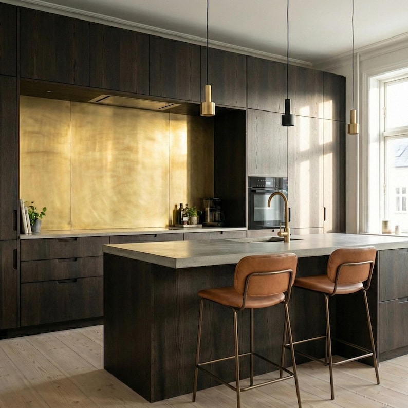 Custom Brass Backsplash Splashback – Kitchen & Bar Wall Cladding ...
