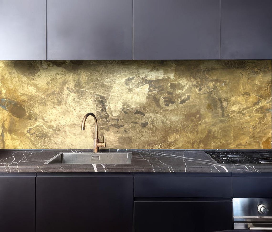 Solid Aged Brass Backsplash - Hand-patinated & Made to Order - Etsy