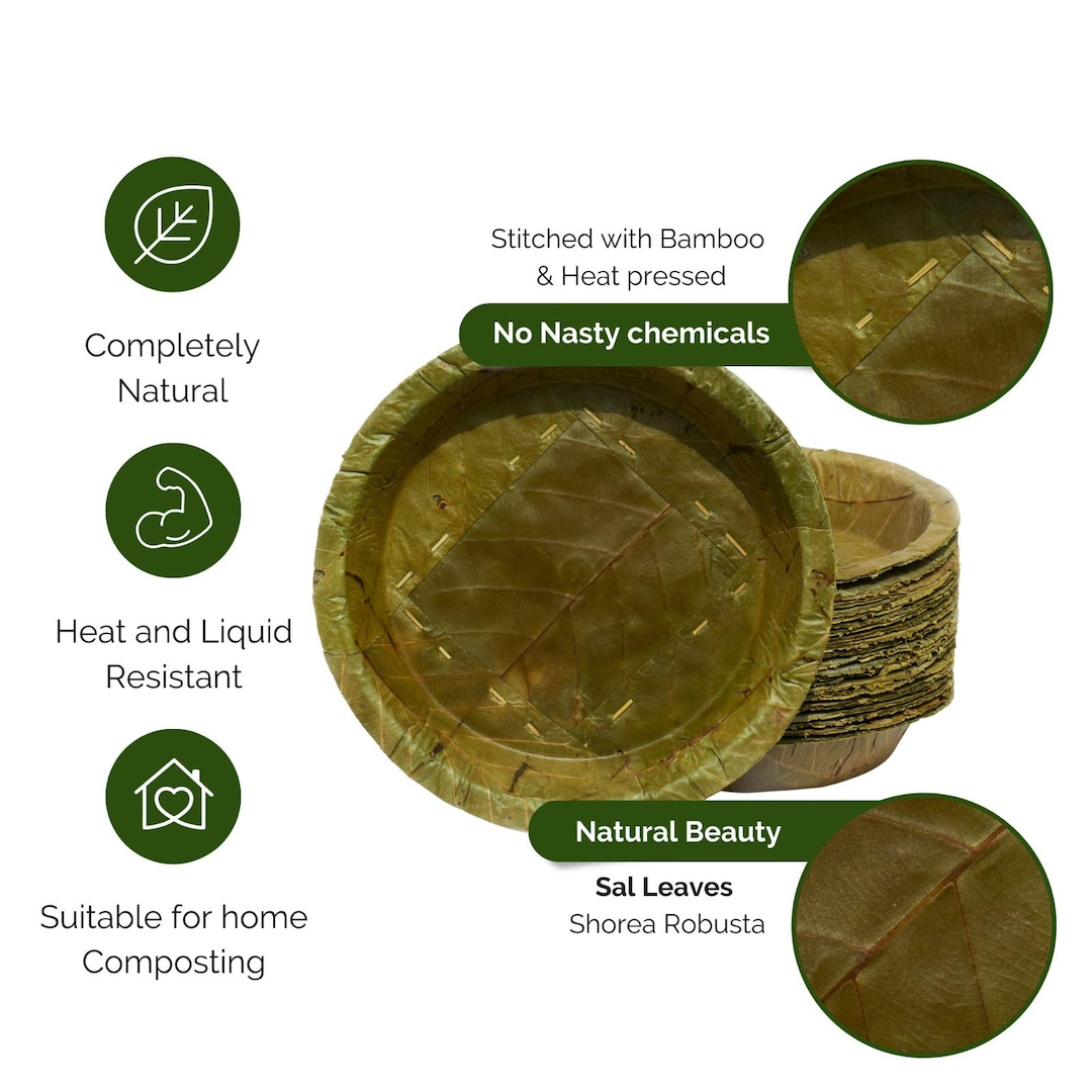 Eco-friendly Sal Leaf Plates and Bowls, Handcrafted Using Only Leaf and ...