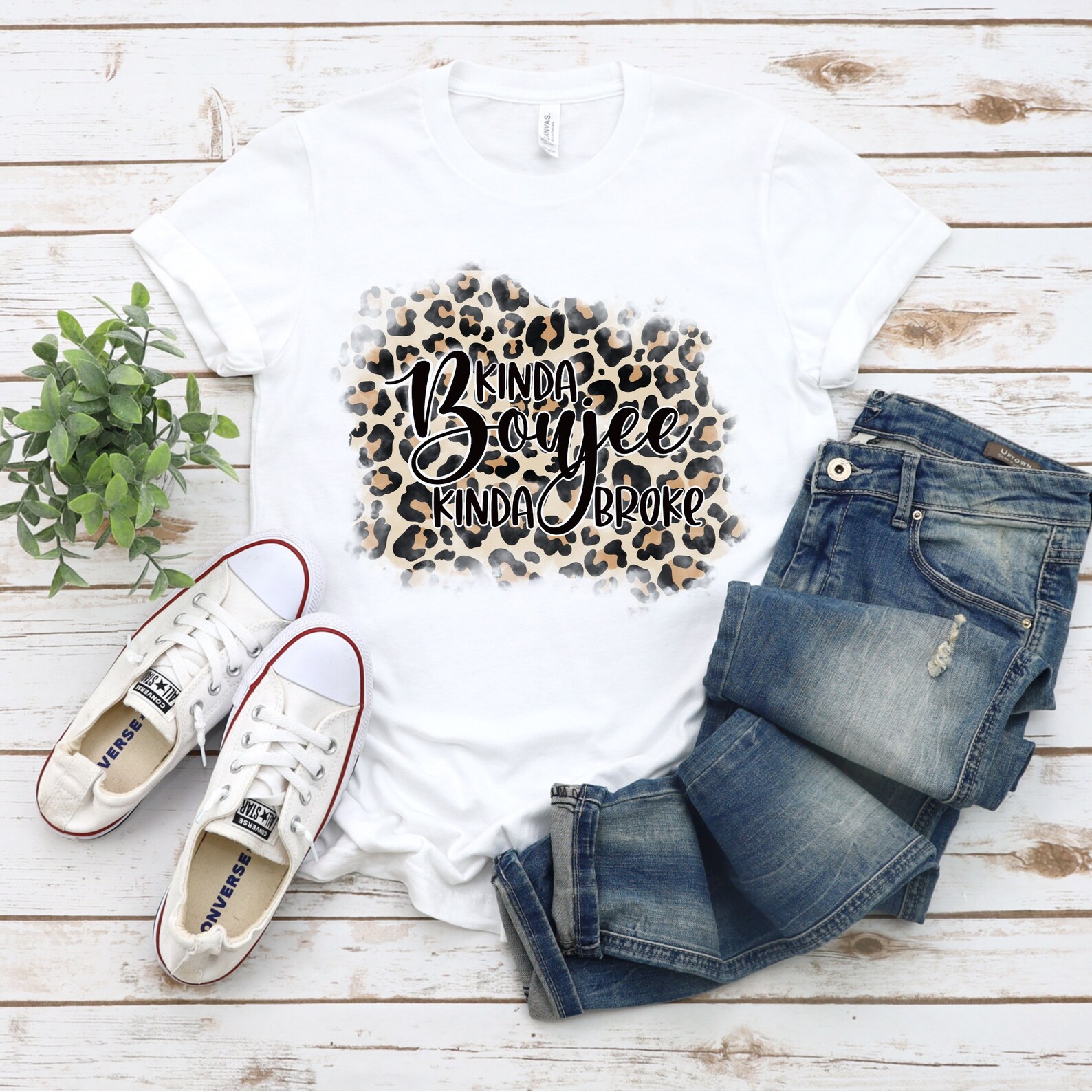 Kinda Boujee Kinda Broke PNG Leopard Print Custom - Etsy