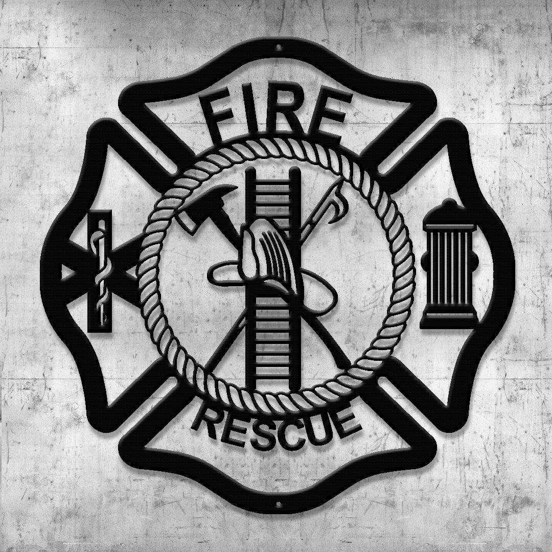 Fire Department Maltese Cross Powder Coated Metal Sign Fire - Etsy