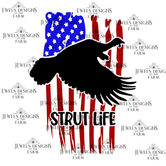 Flying Turkey Strut Life PNG Download Tattered American - Etsy