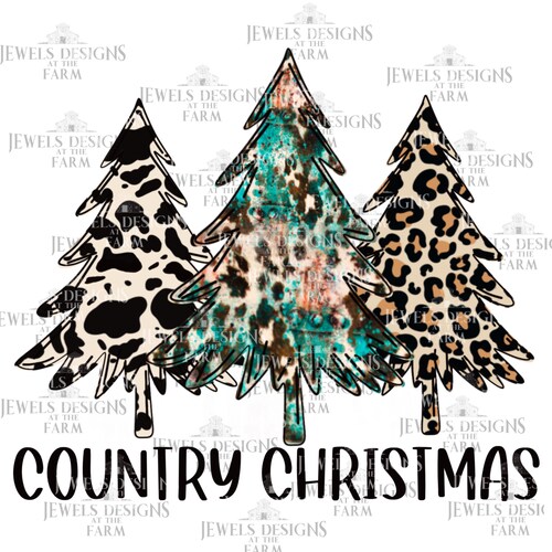 Christmas Merry Christmas Trees Cow Print Western PNG - Etsy