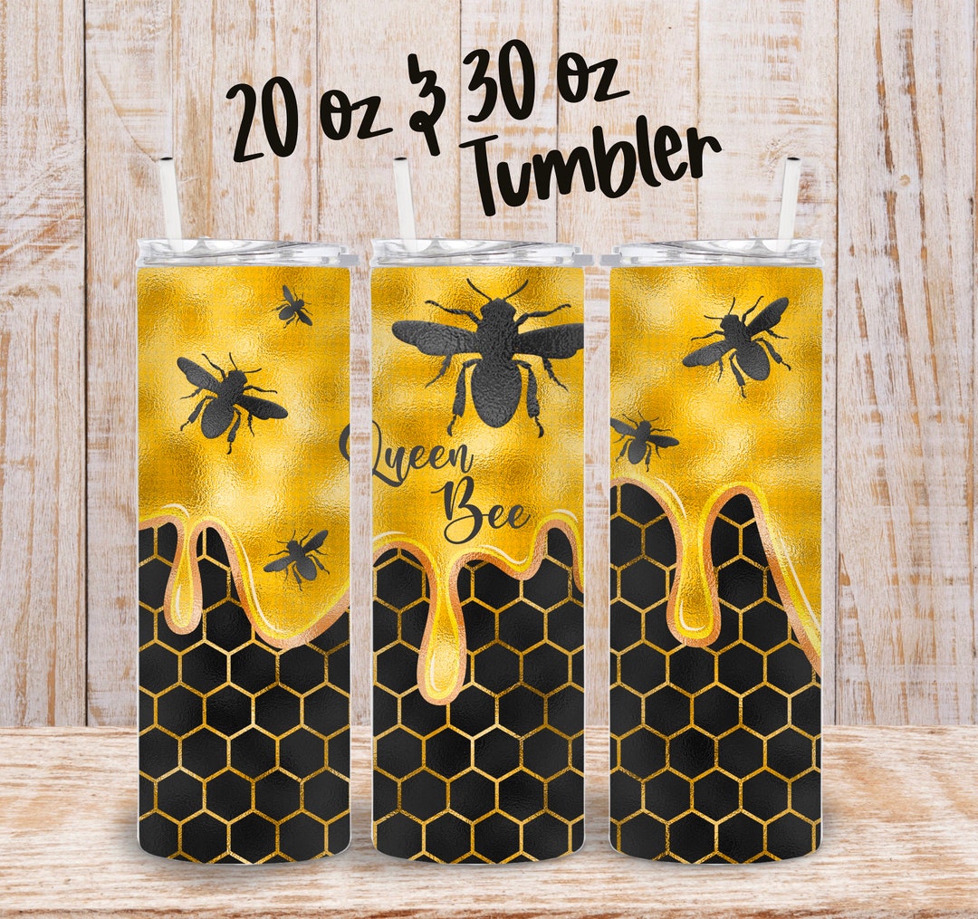 Queen Bee Tumbler Sublimation Designs PNG, Honeycomb 20 Oz Tumbler Wrap ...
