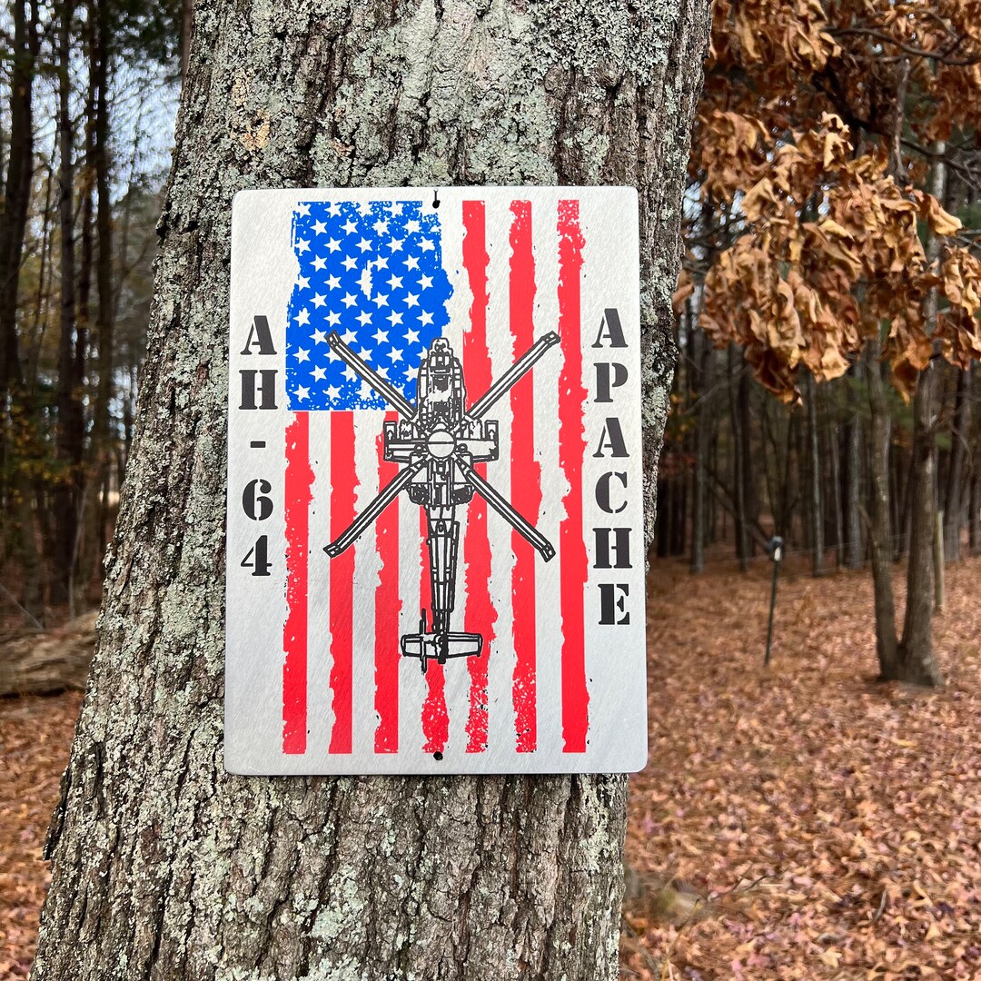 AH-64 Apache Detailed Aircraft With Tattered Flag Vintage - Etsy