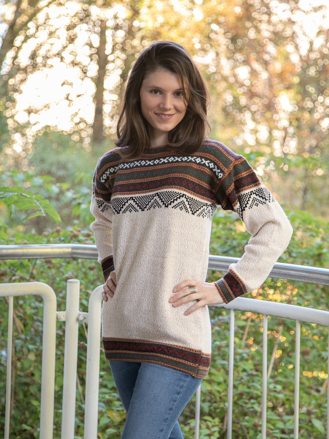 Peruvian Alpaca Jumper Beige Sweater Ethnic Handmade Alpaca - Etsy