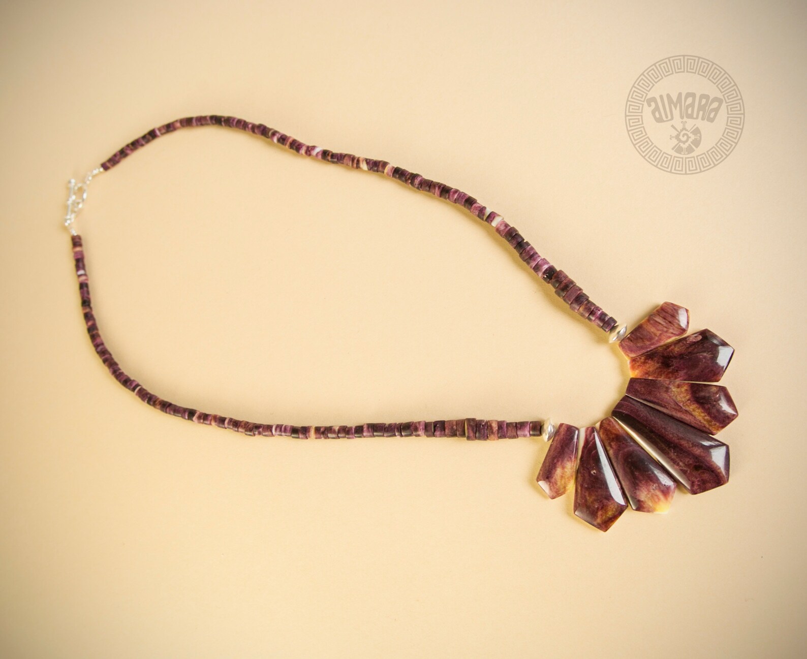 Spondylus necklace purple natural spiny oyster shell necklace | Etsy