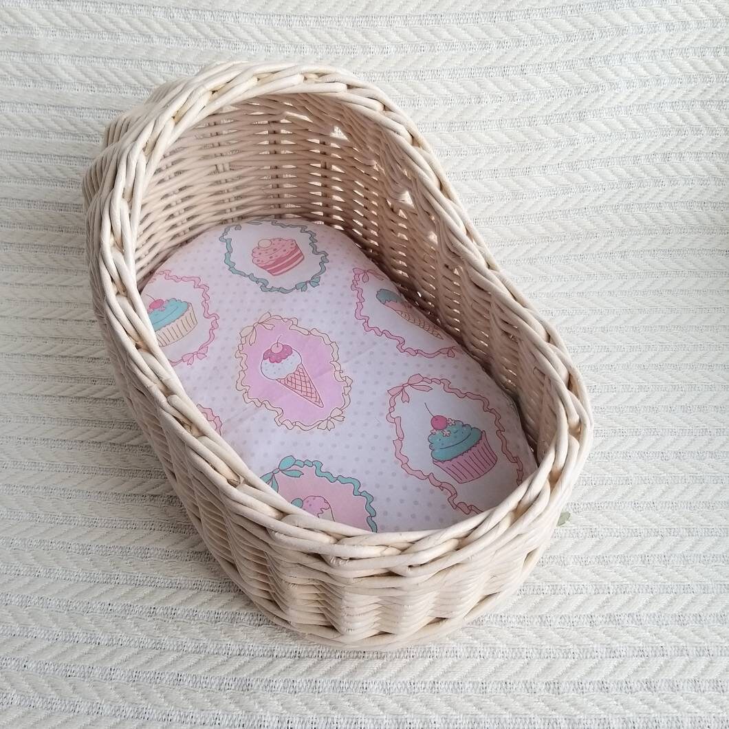 Wicker Doll Basket 10.6 Doll Cradle Christmas Gift for Toddler, Moses ...