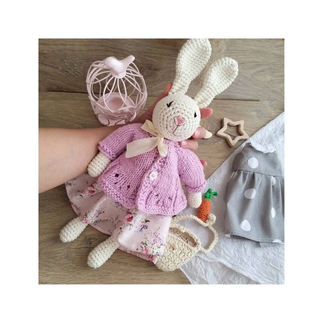 Easter Bunny Gift Crochet Rabbit Doll, Handmade Stuffed Bunny Doll With ...