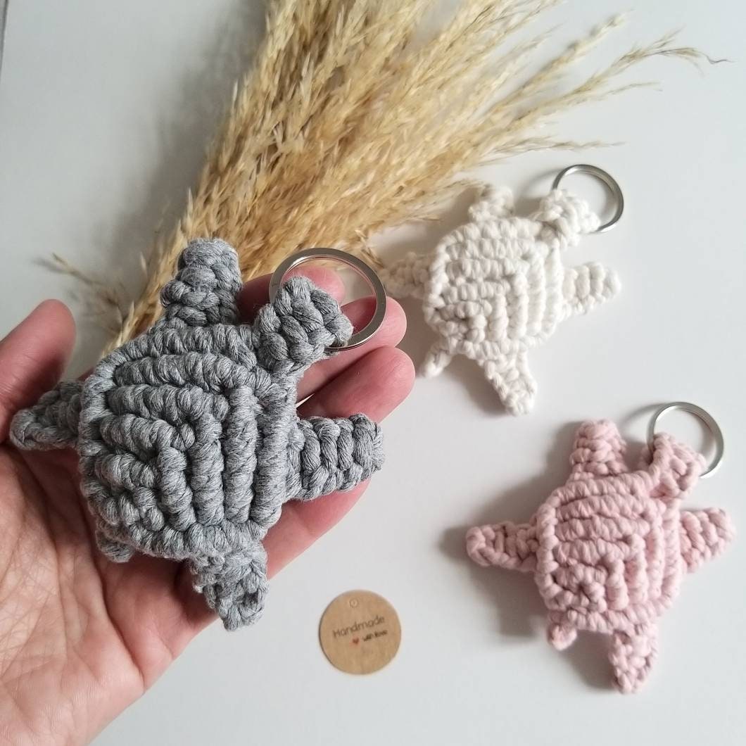 Macrame Turtle Boho Kawaii Keychain for Boyfriend Women Men - Etsy