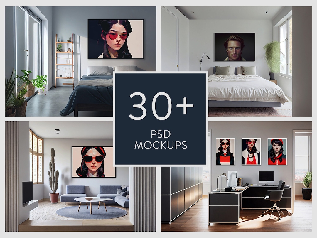 30 PSD MOCKUP BUNDLE Bedroom Mockup Bundle Living Room Mockup Bundle ...