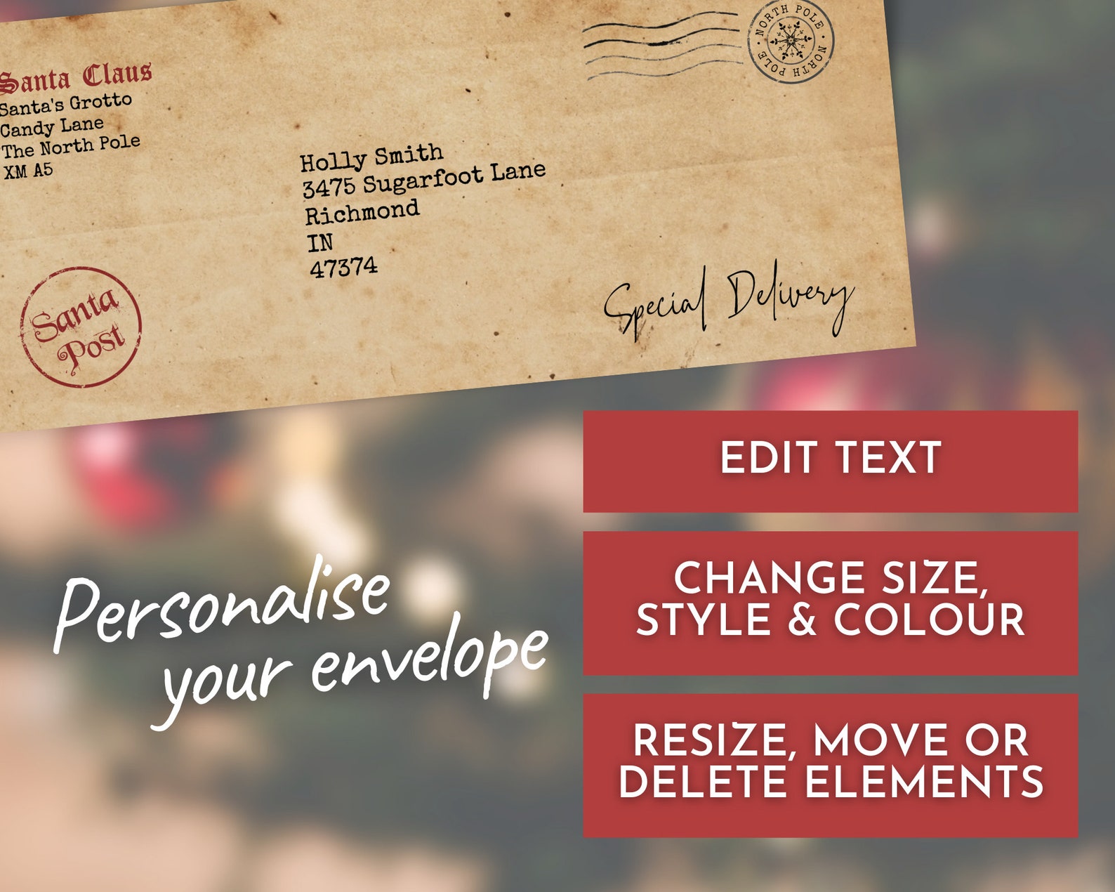Printable Santa Envelope for Children, Unlimited Downloads Santa ...