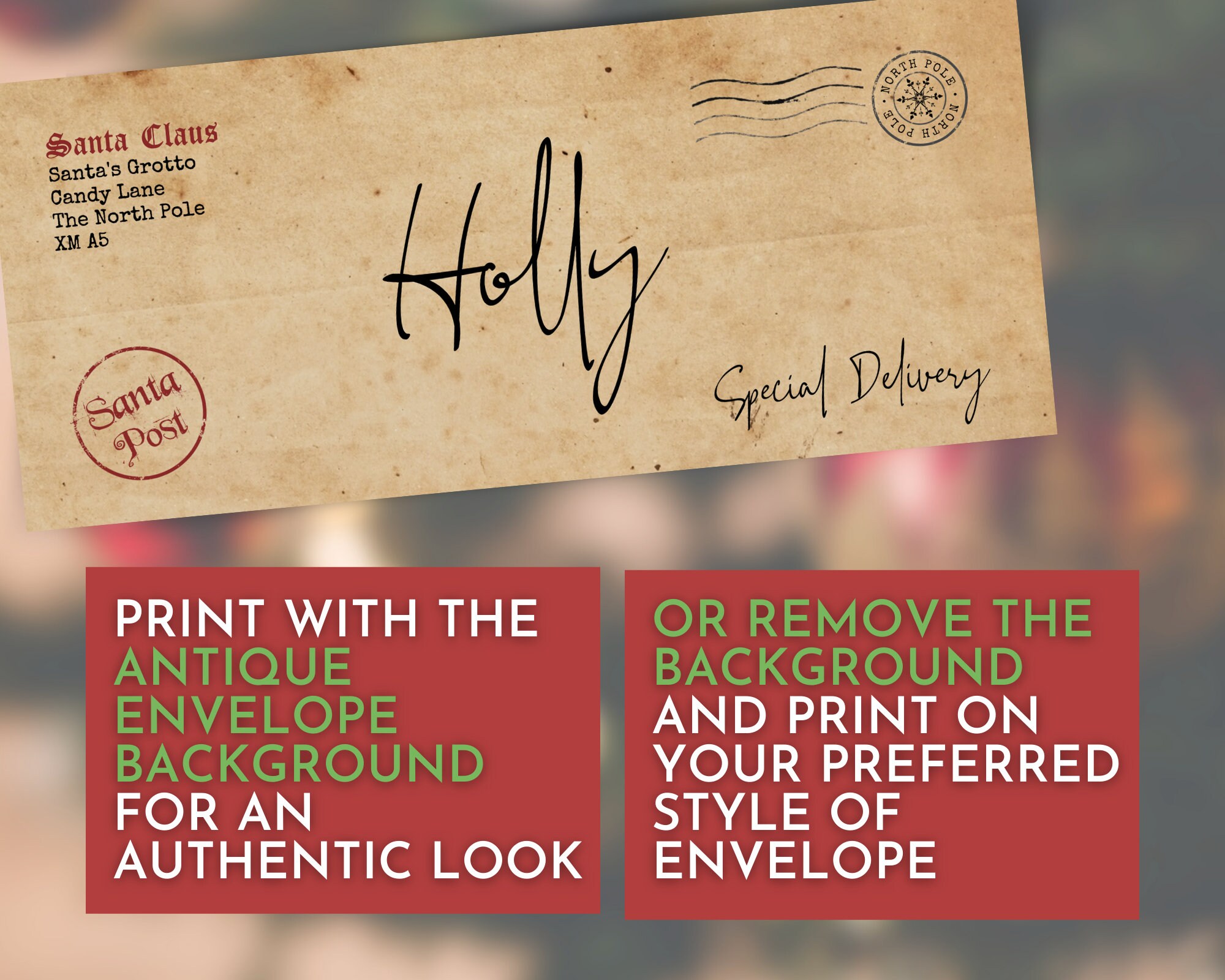 Printable Santa Envelope for Children, Unlimited Downloads Santa ...