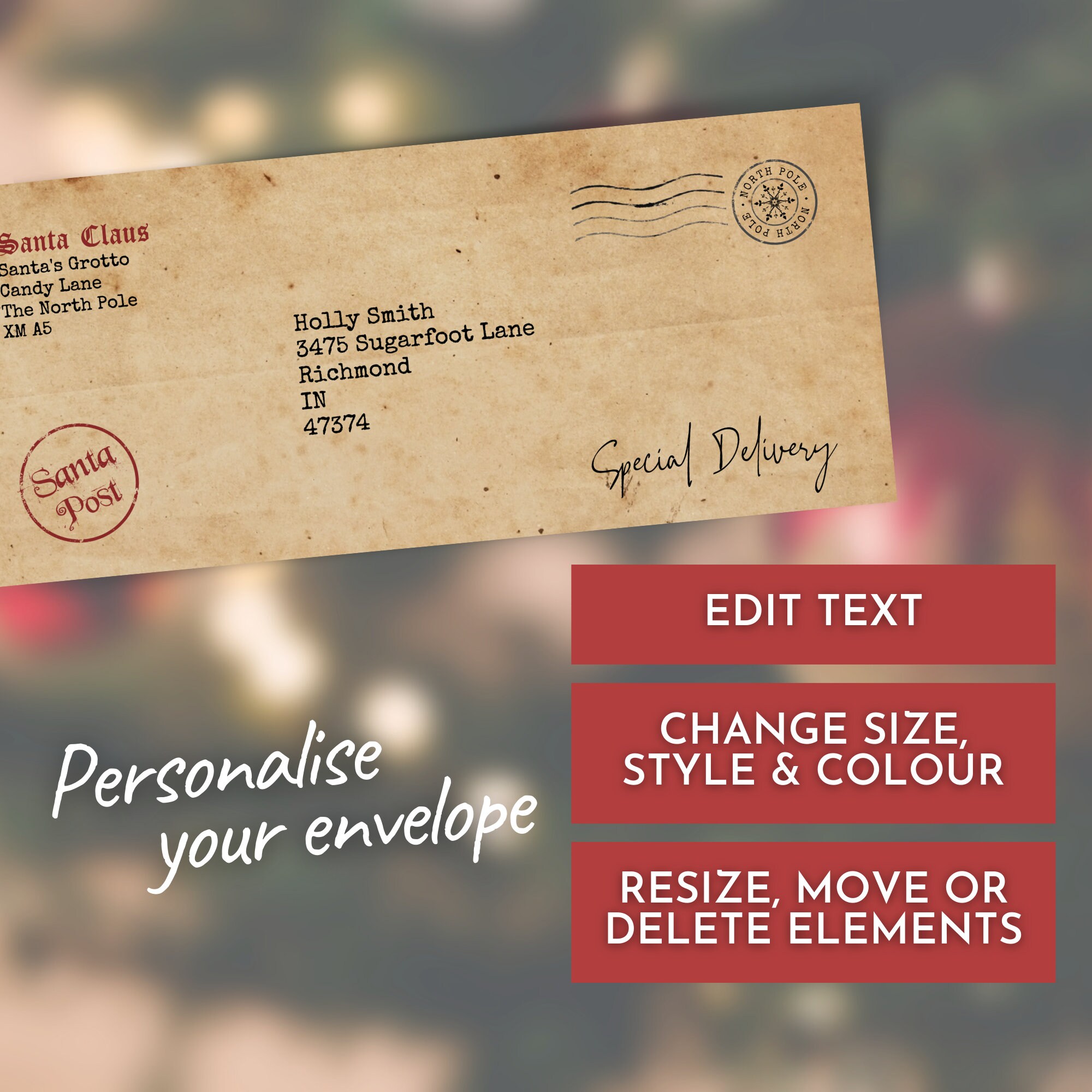 Printable Santa Envelope for Children, Santa Stationery & Templates ...