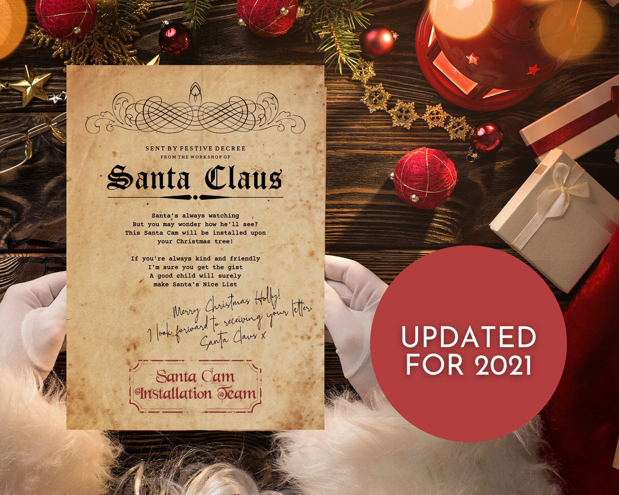 Printable Santa Cam Letter for Children, Santa Spy Cam Letter for Kids ...