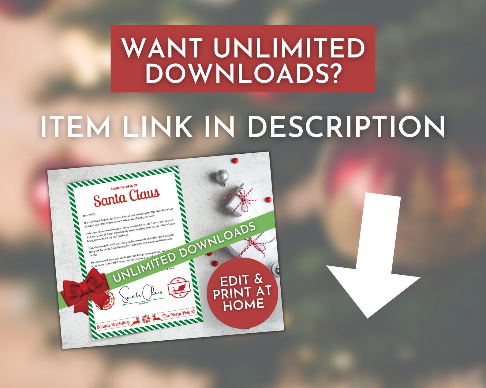 Printable Santa Letter for Children, Instant Download, Christmas Eve ...