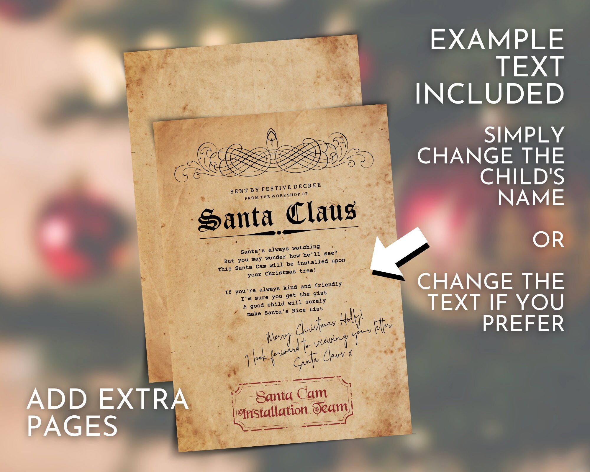 Printable Santa Cam Letter, Personalized Elf Spy Cam (digital Download ...