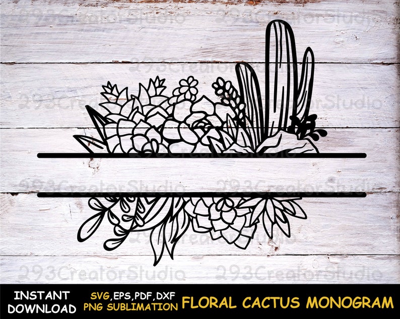 Cactus Border SVG Cacti Svg Cactus Monogram Split Monogram - Etsy