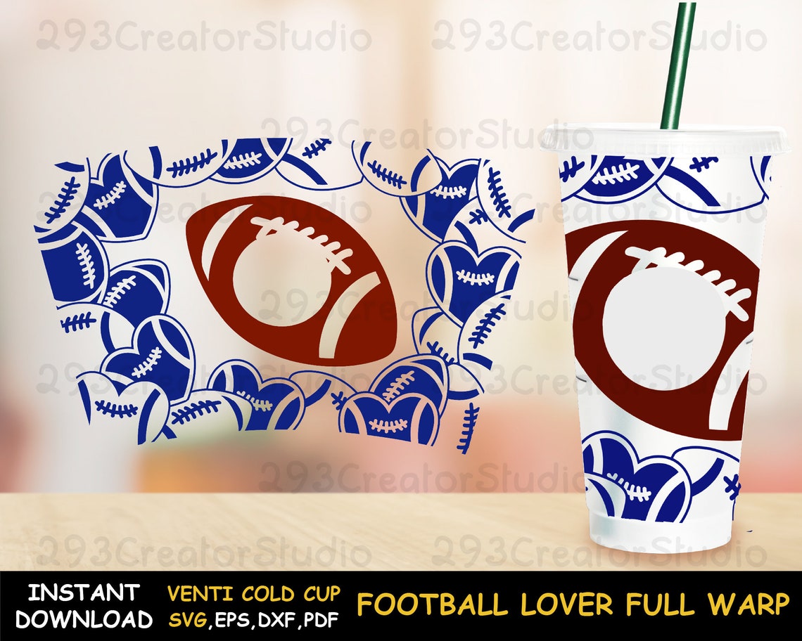 Cold Cup Football Wrap SVG, Venti Cold Cup 24oz PNG, Football Coach ...