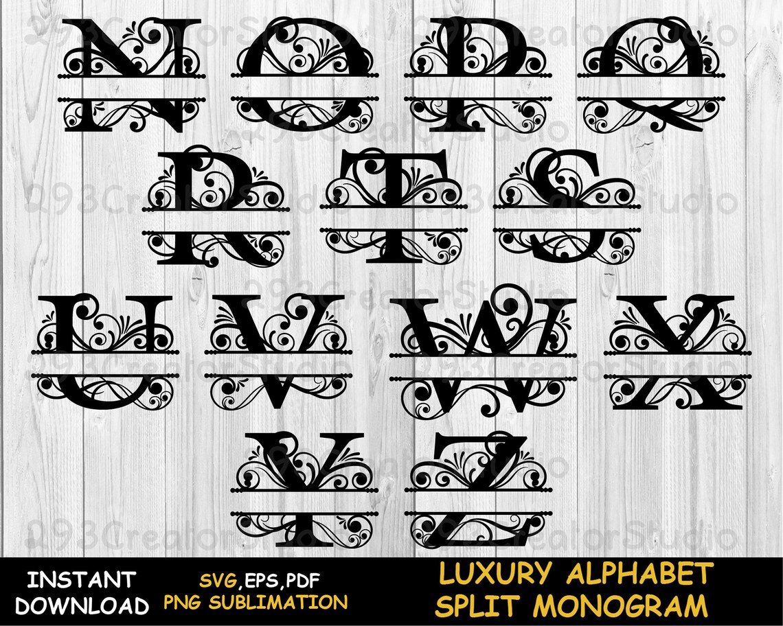 Wedding Monogram SVG Cut Files Alphabet Split Monogram Mug - Etsy