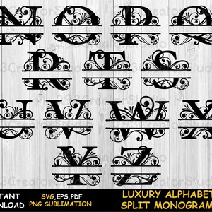 Wedding Monogram SVG Cut Files, Alphabet Split Monogram Mug Press Gift ...
