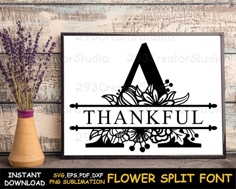Flower Split Letter Svg Floral Monogram Svg Alphabet Flower Monogram ...
