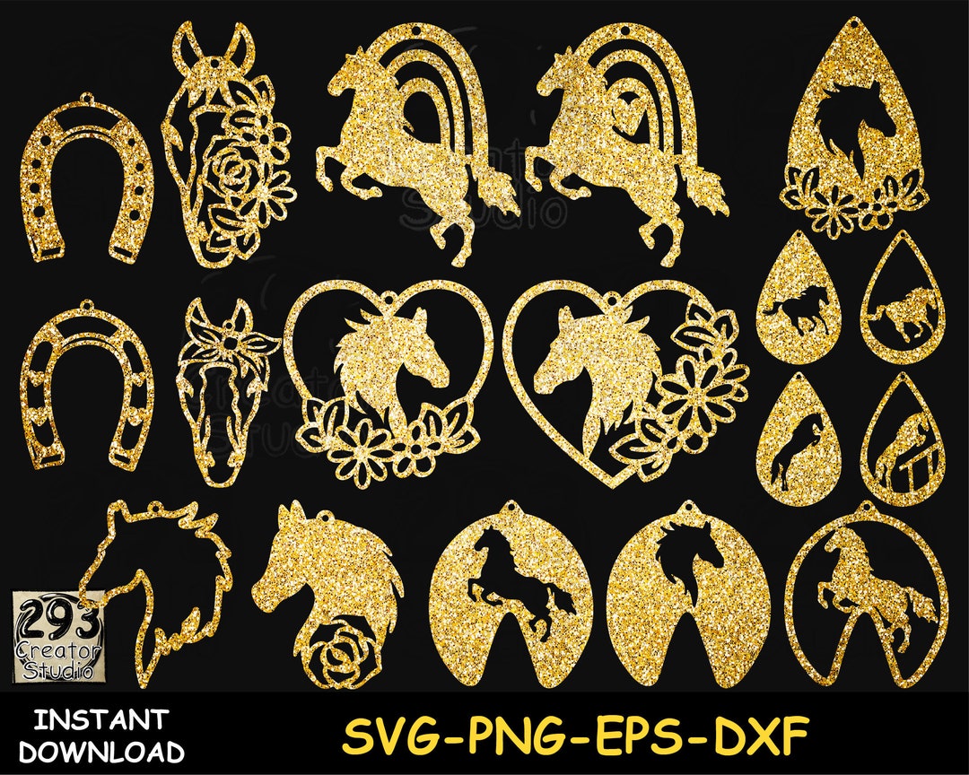 Horse Earring Svg Bundle, Animal Earring Template, SVG Files for Cricut ...