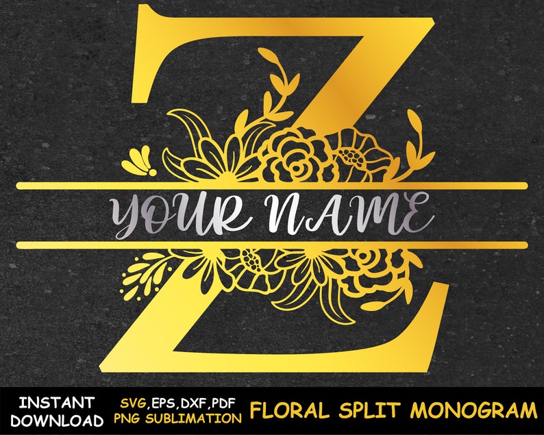 Alphabet Floral Split Letter Svgflower Monogram Svg Wedding - Etsy