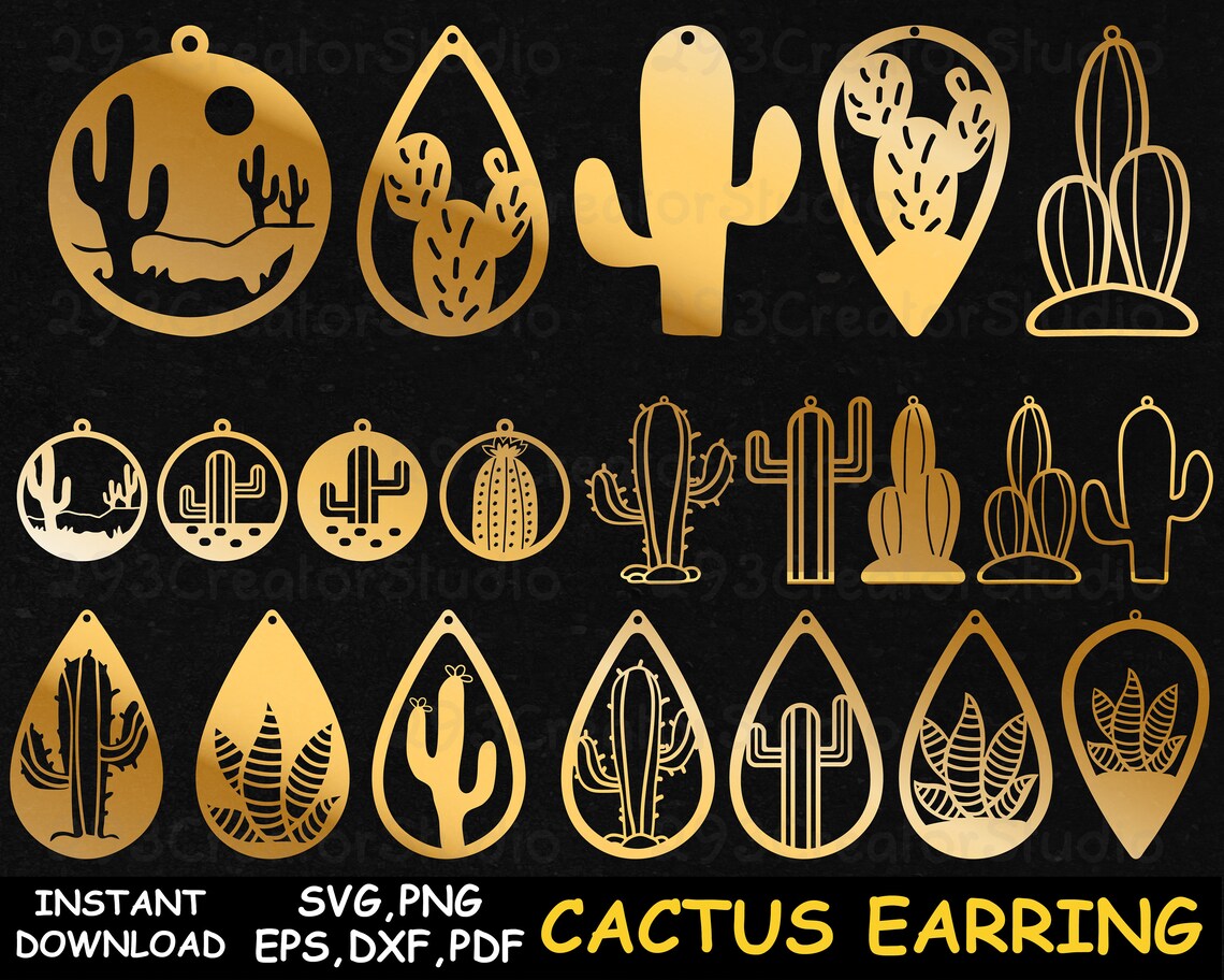 Cactus Earring Svg Succulent Earring Svg Plant Earring Svg - Etsy