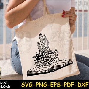 Cactus Book SVG for Shirt, Book Nerd Svg, Reading Png Sublimation ...