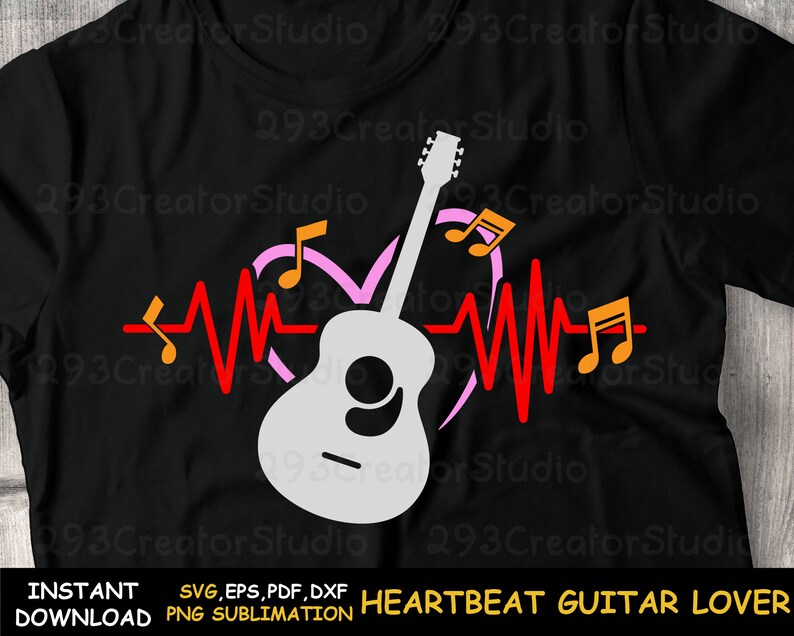 Heartbeat Guitar Svg, Guitar Lover Clipart Png, Guitarist Svg Music ...