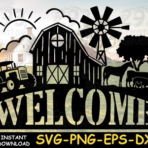 Farm Life SVG, Welcome Farm Sign SVG, Farm Scene SVG, Western Farm ...