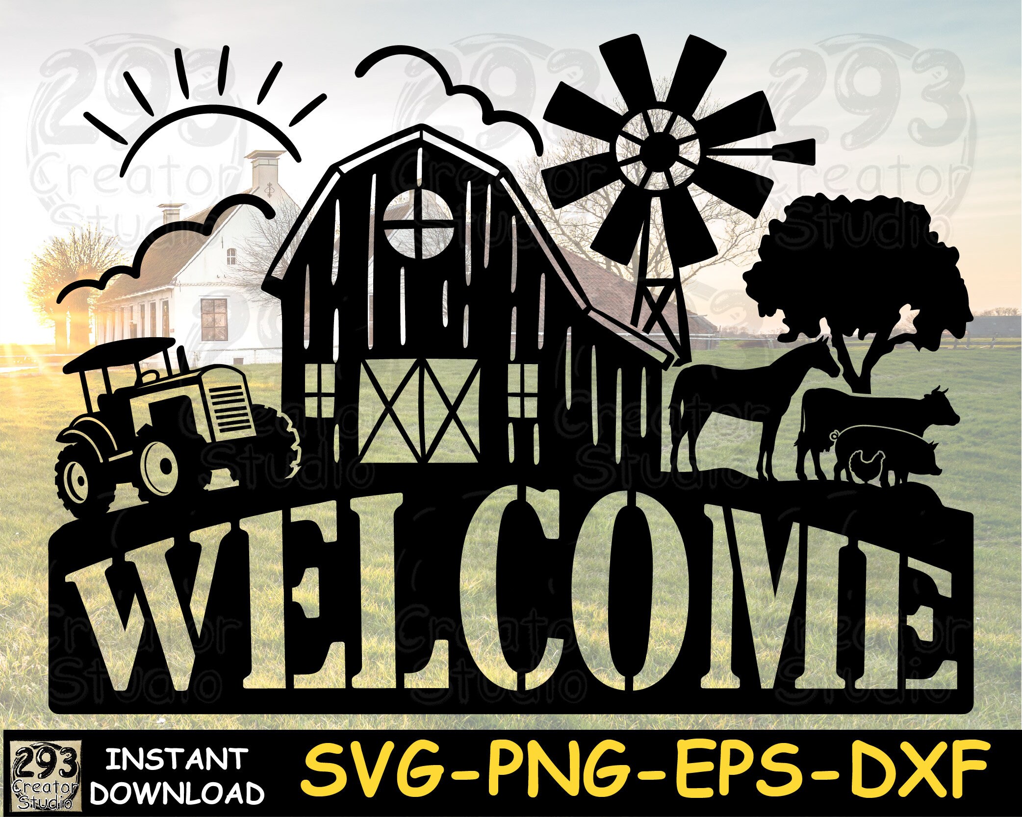 Farm Life SVG, Welcome Farm Sign SVG, Farm Scene SVG, Western Farm ...