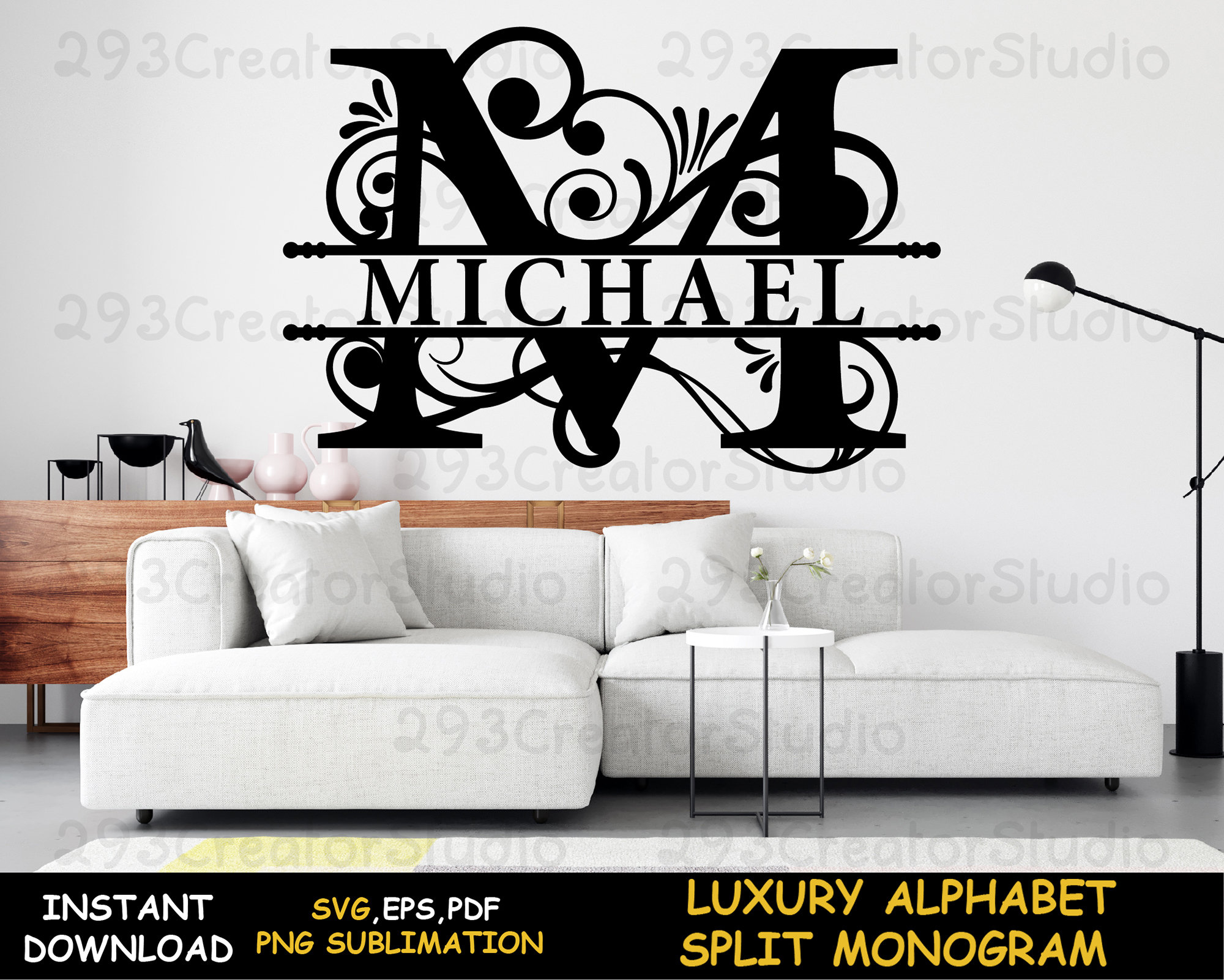 Wedding Monogram SVG Cut Files Alphabet Split Monogram Mug - Etsy