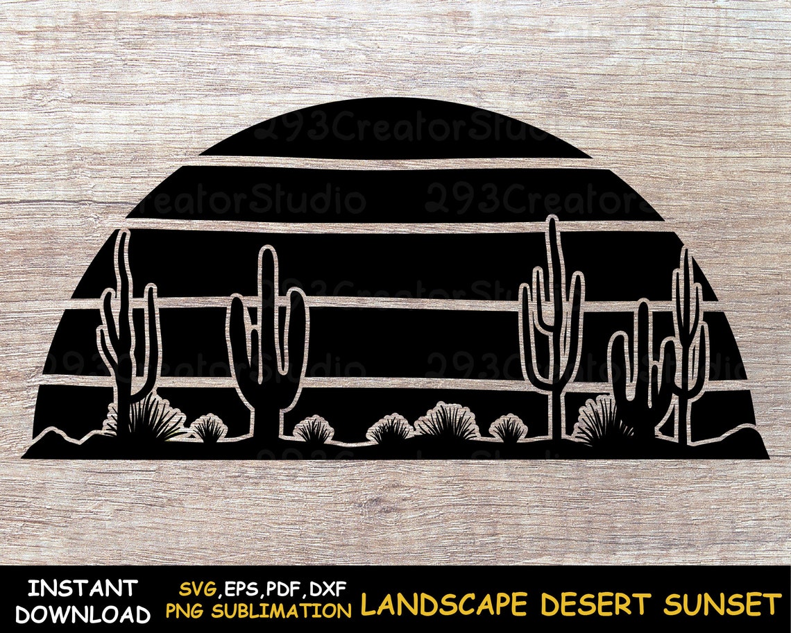 Retro Sunset Svg Cut Files Silhouette Desert Scene PNG Shirt - Etsy