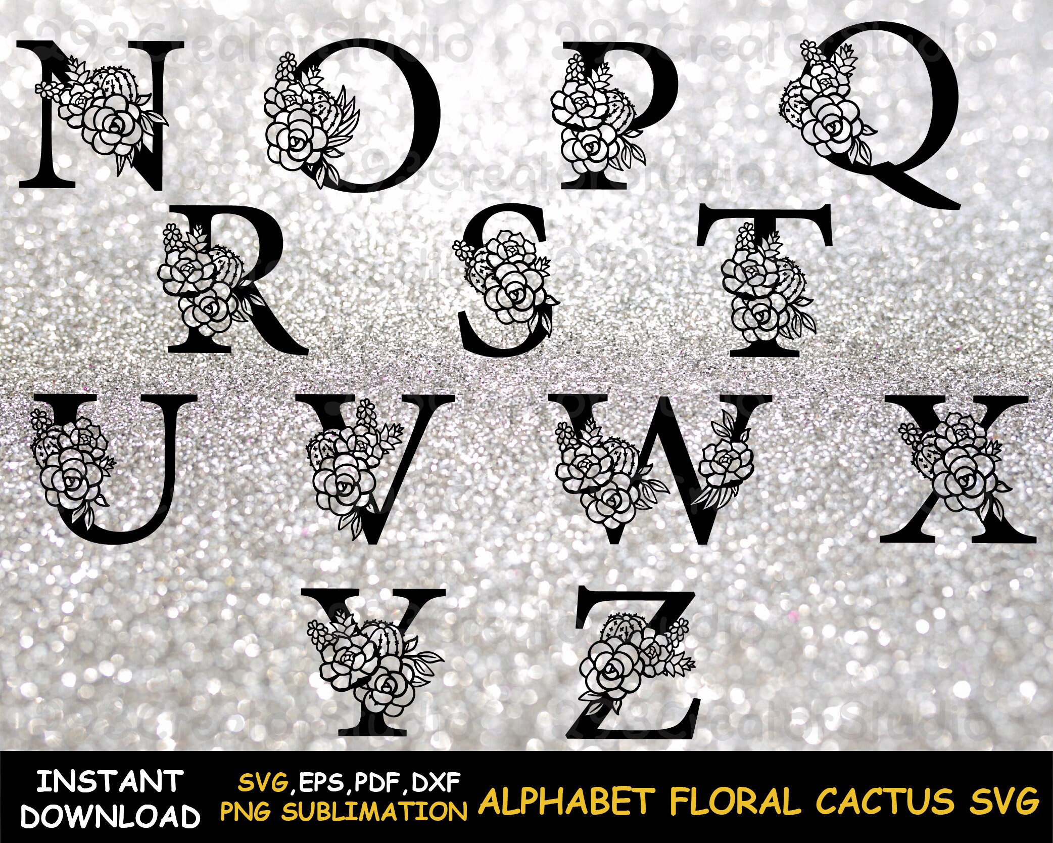 Alphabet Cactus Svg Floral Cactus Svg Desert Cactus Png - Etsy