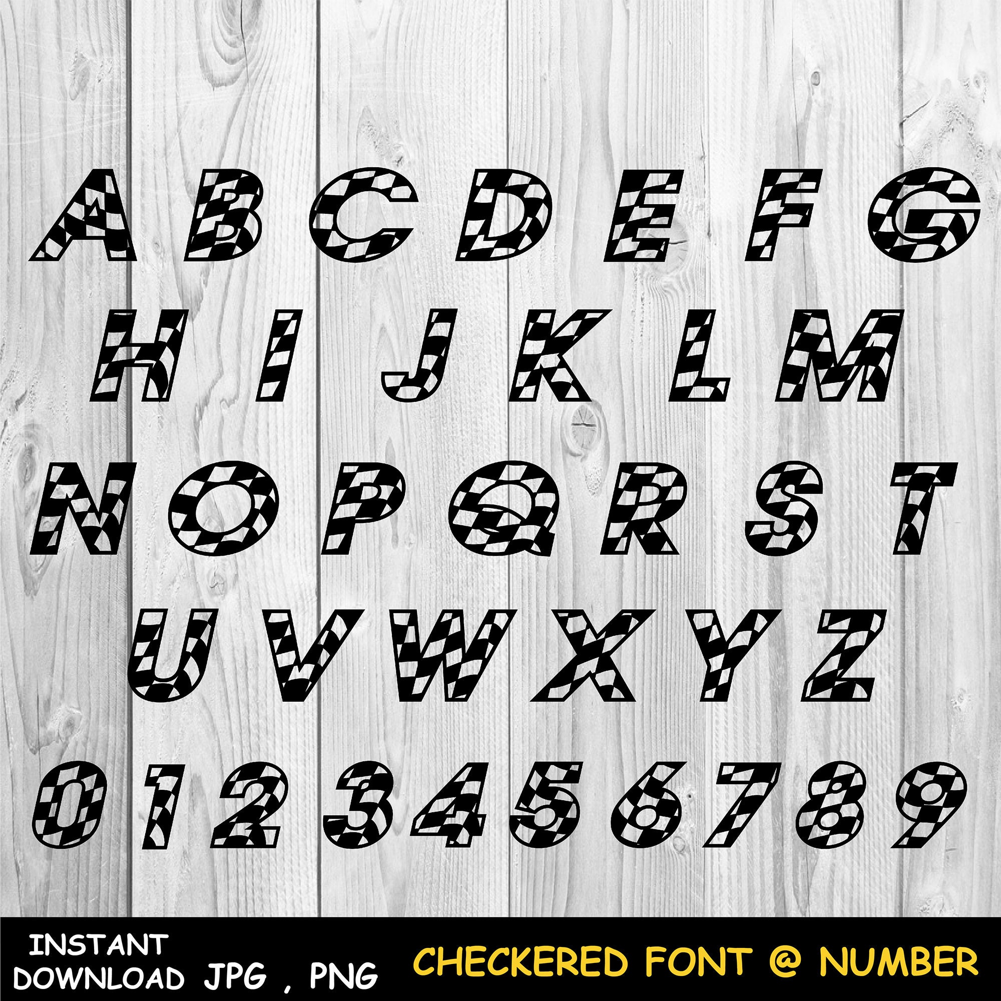 Checkered SVG, Letter SVG Cut Files, Checkered Racing Flag Font, Race ...