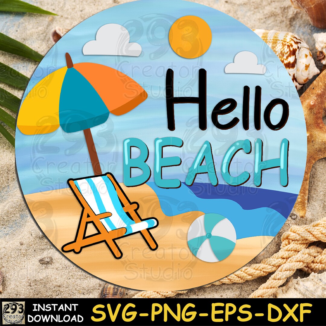 Welcome Summer Beach SVG, Door Hanger SVG, Beach Chair Round Door SVG ...