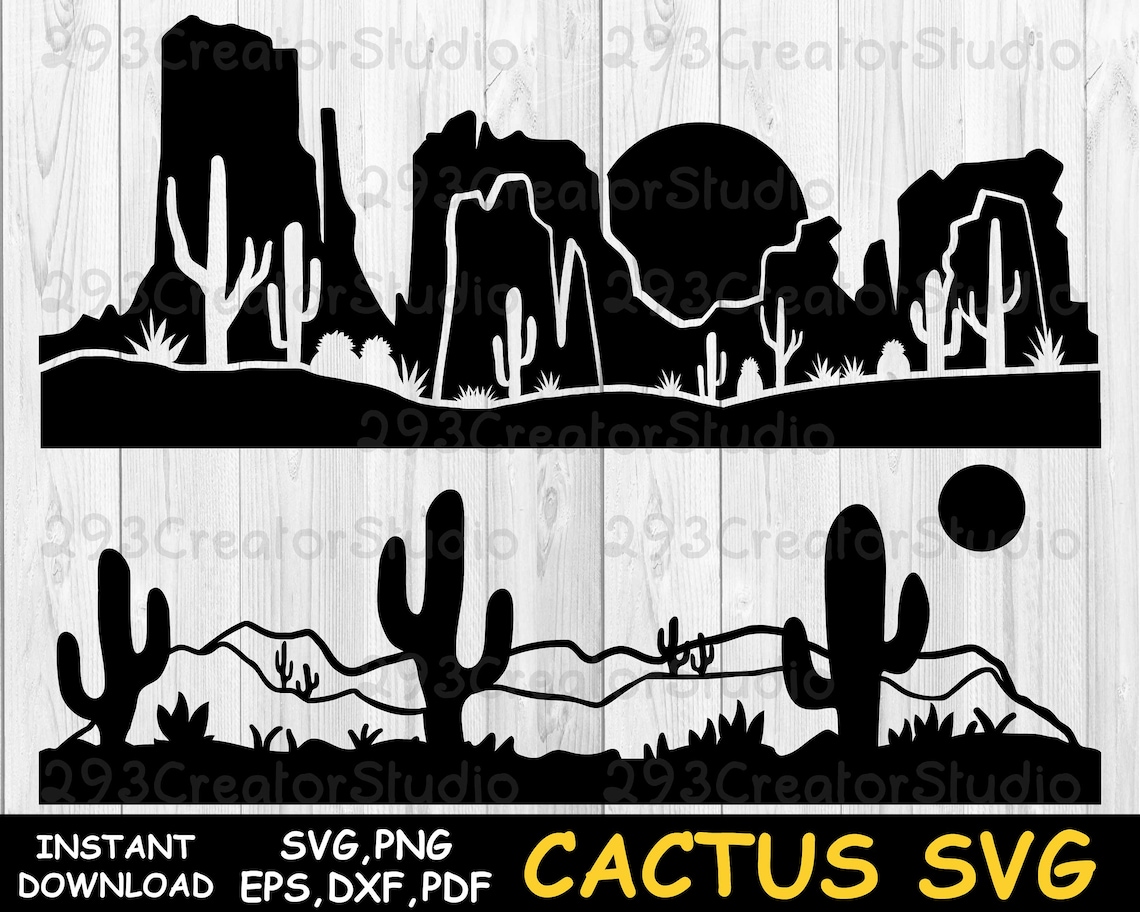 Desert Cactus Scene Svg Files Western Landscape Png Shirt - Etsy