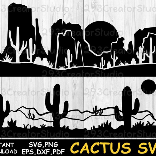 Desert Cactus Scene Svg Files Western Landscape Png Shirt - Etsy