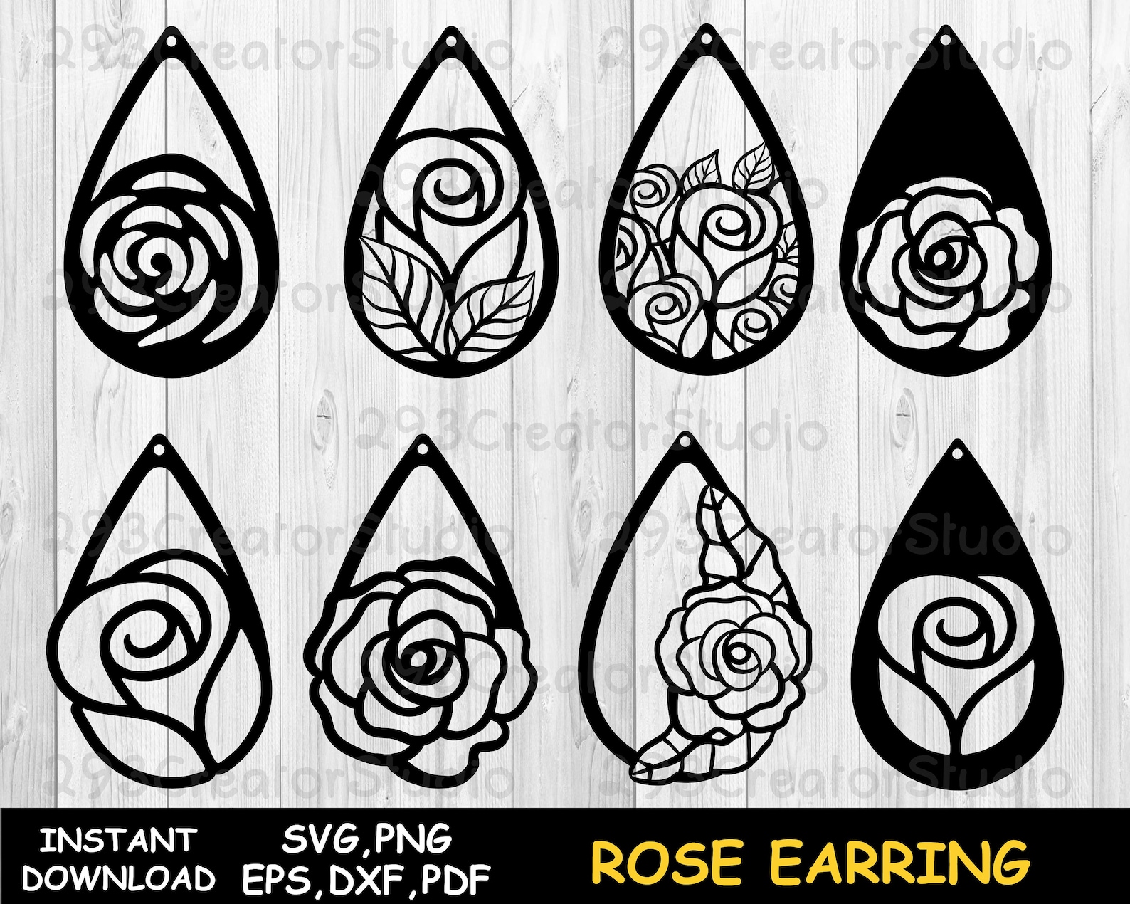 Rose Earring svg Flower boucle doreille SVG modèle en cuir | Etsy