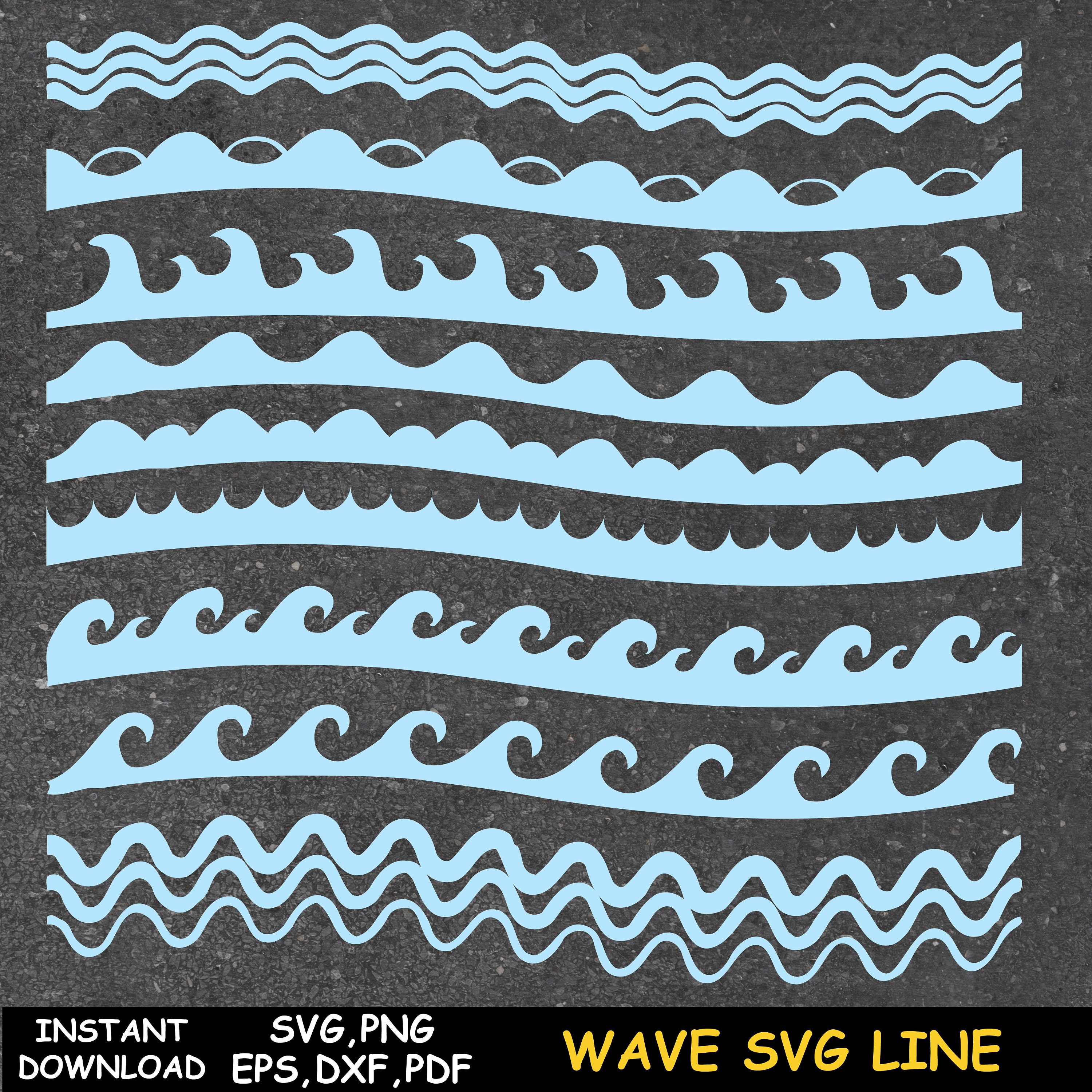 Wave border svg Wave divider svg water frame svg Sea svg | Etsy